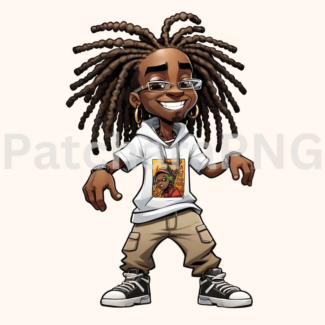 Cool Hip-hop Cartoon Character With Locs | African American Streetwear ...