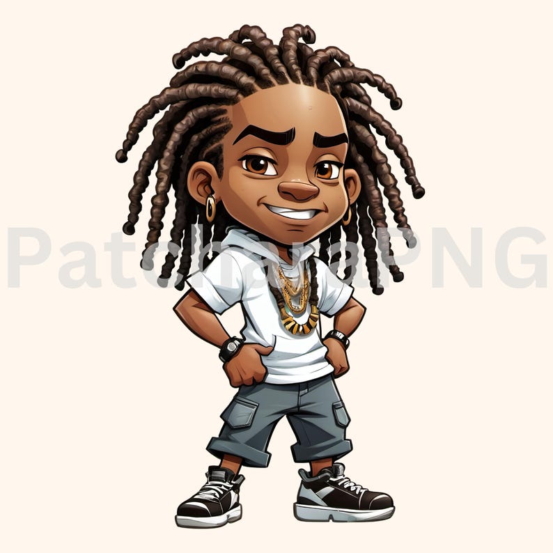 Cool Hip-hop Cartoon Character With Locs | African American Streetwear ...