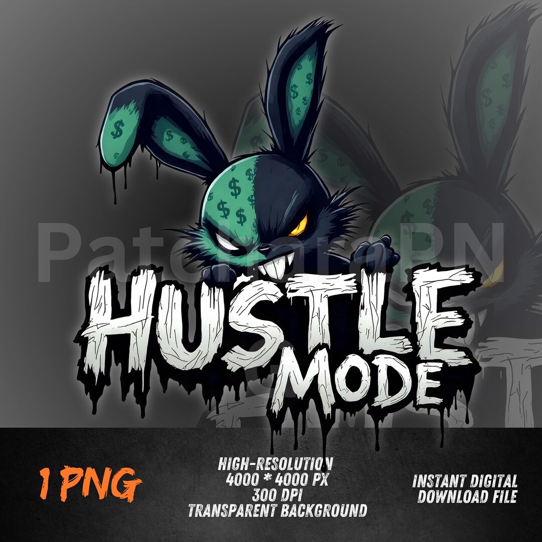 Hustle Mode Bunny PNG | Dark Graffiti Rabbit Clipart | Edgy Street ...