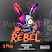 Rebel Bunny PNG | Twisted Rabbit Clipart With X Eye | Graffiti Style ...