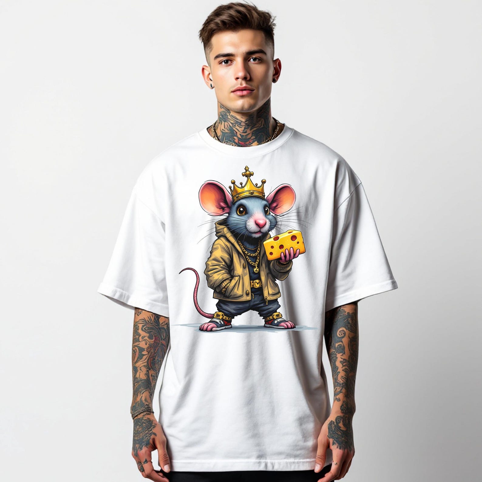 Mouse King PNG | Gangsta Mouse Clipart With Cheese and Crown | Funny ...