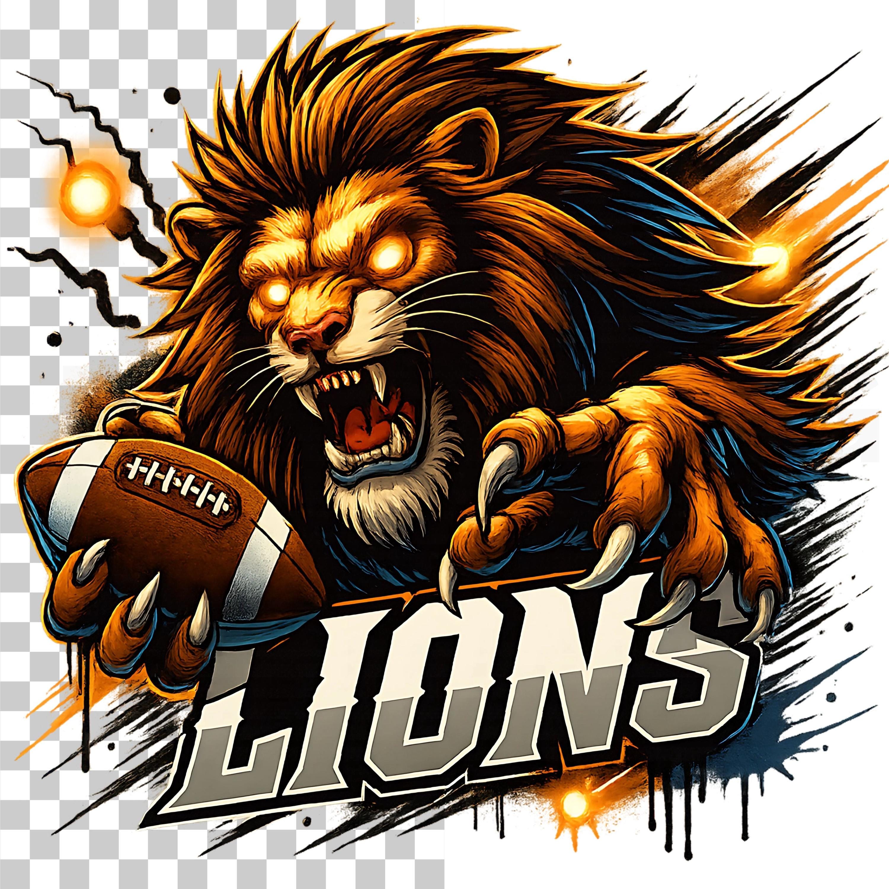 Lion Football Mascot PNG | Fierce Lions Sublimation Clipart | Sports ...
