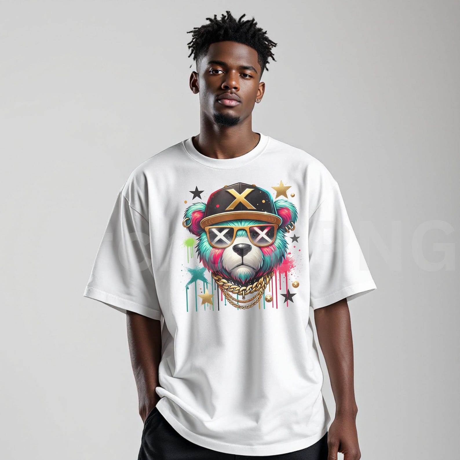 Drip Teddy PNG | Colorful Gangsta Bear Clipart With Sunglasses | Urban ...