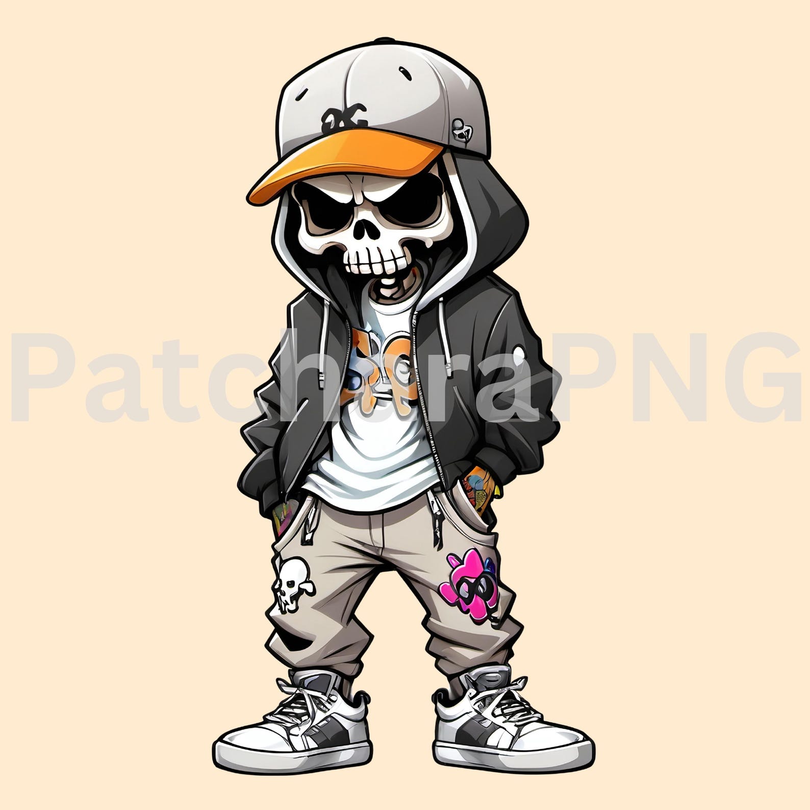 Cool Skull Cartoon Character in Hip-hop Streetwear | Graffiti-style ...