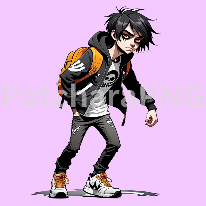 Back to School Emo Boy Clipart Cute Alternative School Boy PNG Emo ...
