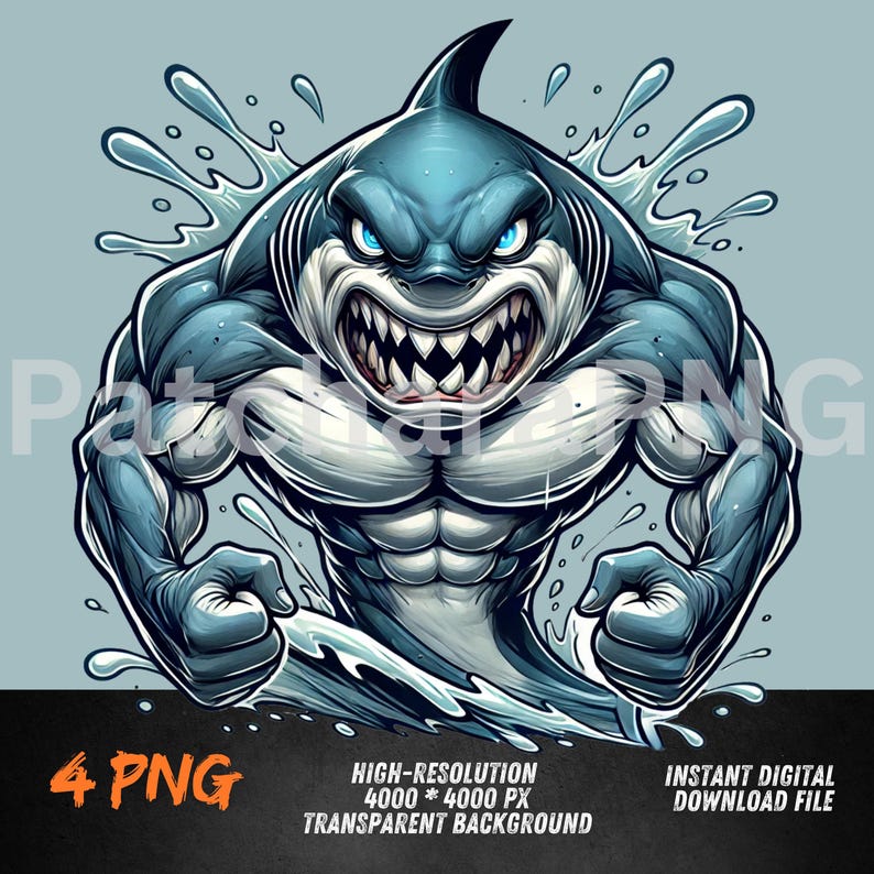 Angry Shark PNG Clipart | Fierce Shark Digital Download | Ocean Animal ...