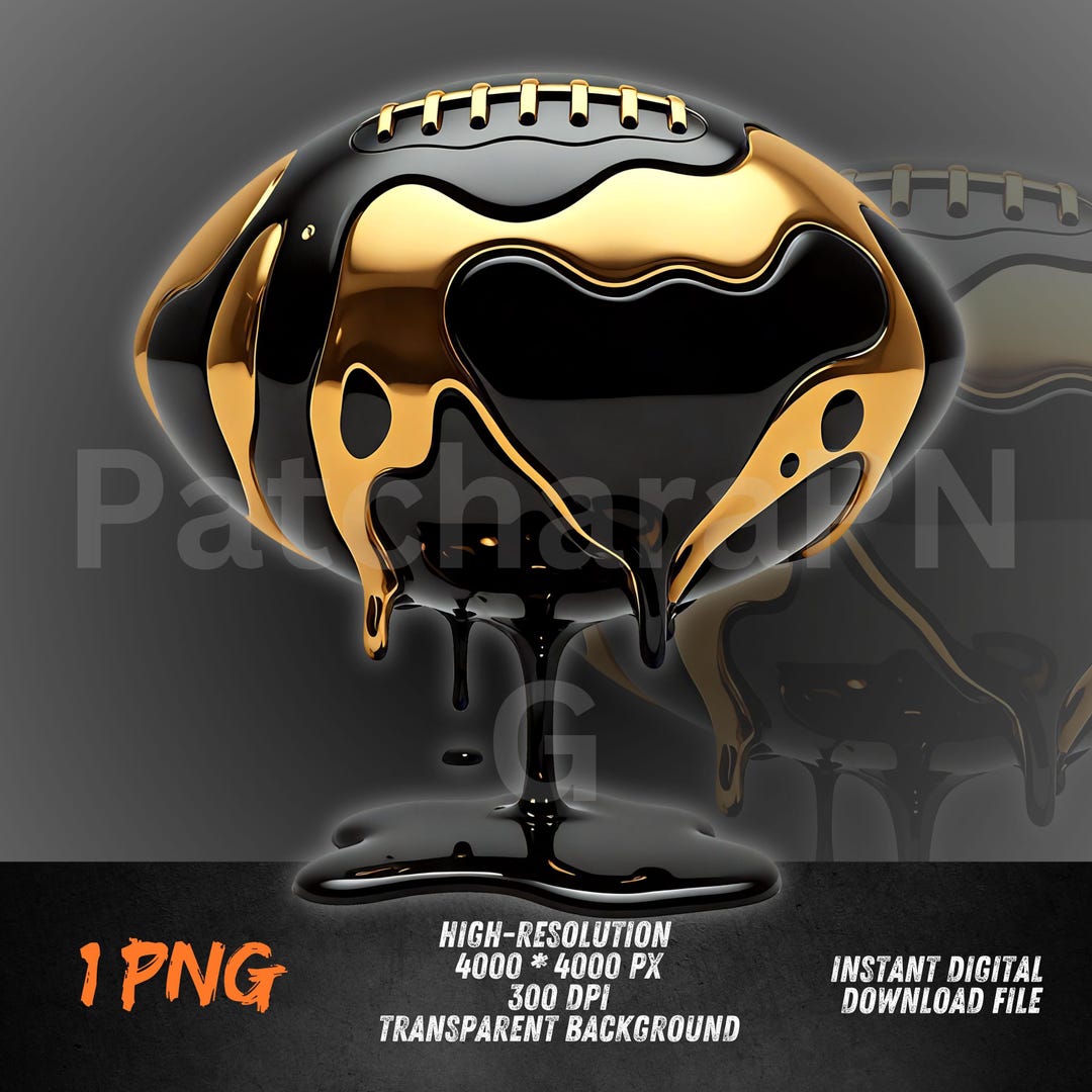 Black Gold Football PNG | Luxury Sports Clipart for Sublimation ...