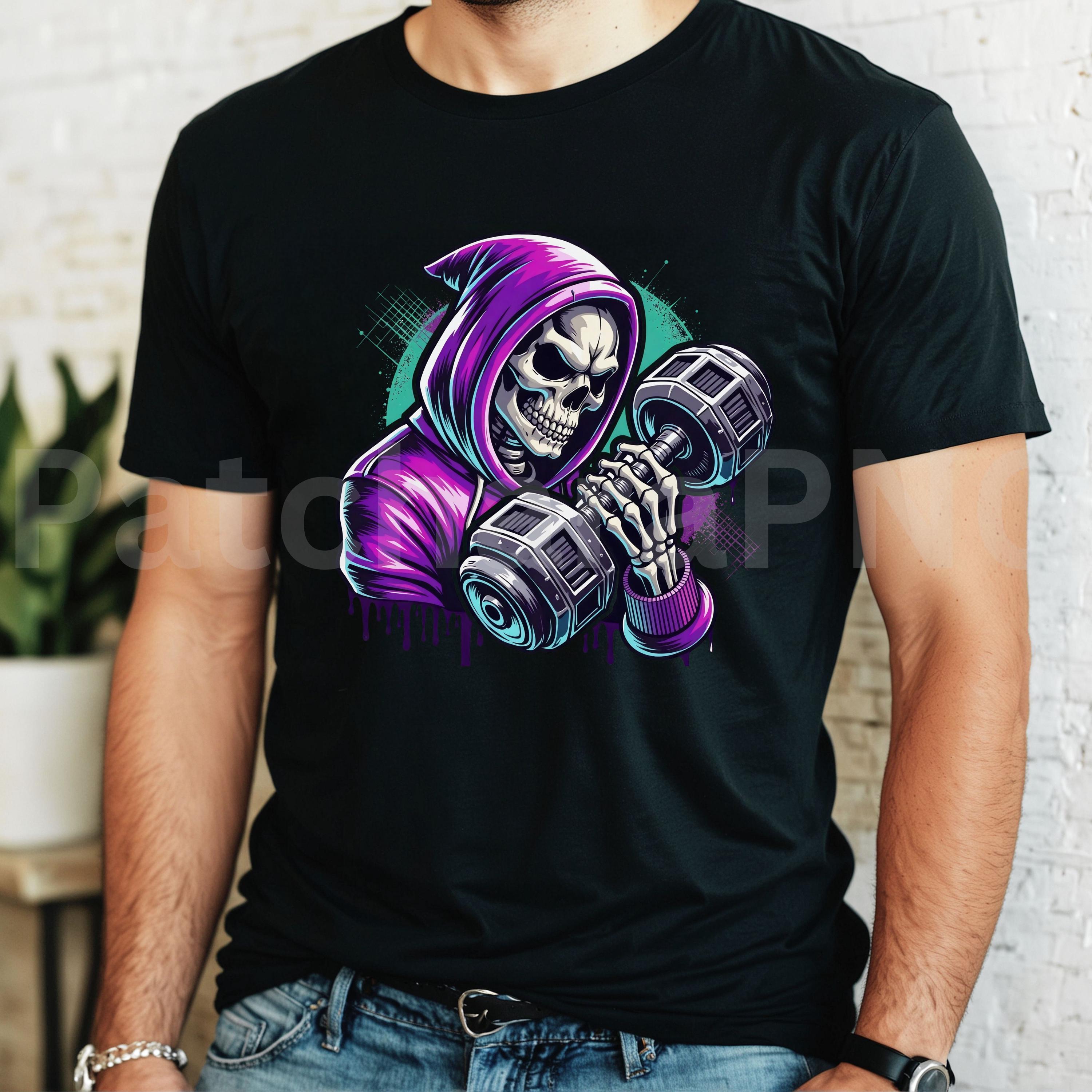 Gym Skull PNG | Weightlifting Skeleton Clipart | Workout Skull in ...