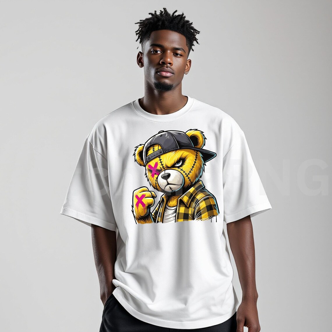 Yellow Gangsta Bear PNG | Teddy Clipart With X Eyes and Hat | Urban ...