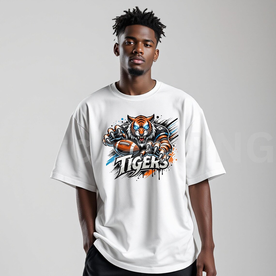 Tiger Football PNG for DTF & Sublimation, Fierce Mascot Homecoming ...