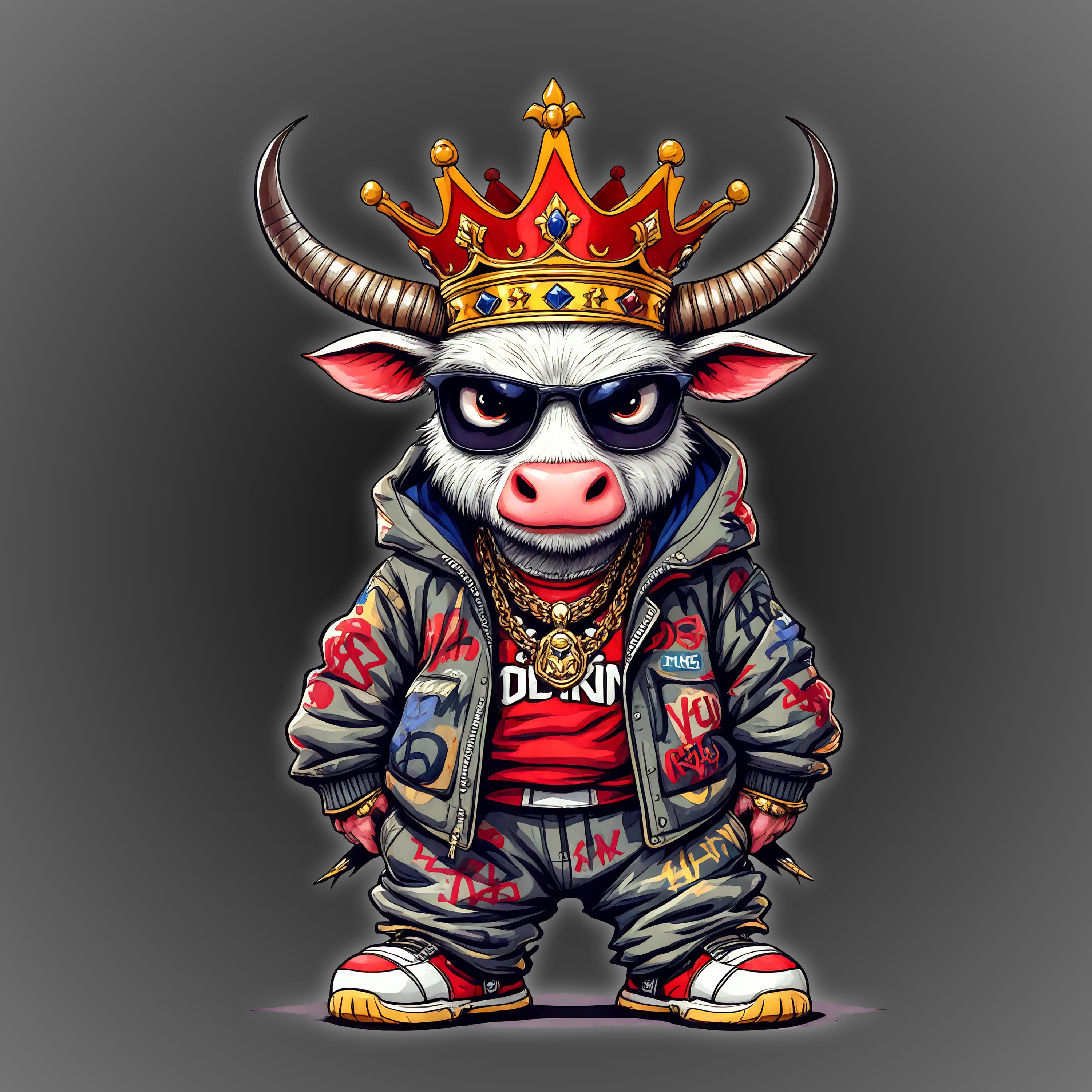 King Cow PNG | Royal Gangsta Cow Clipart With Crown | Urban Street ...