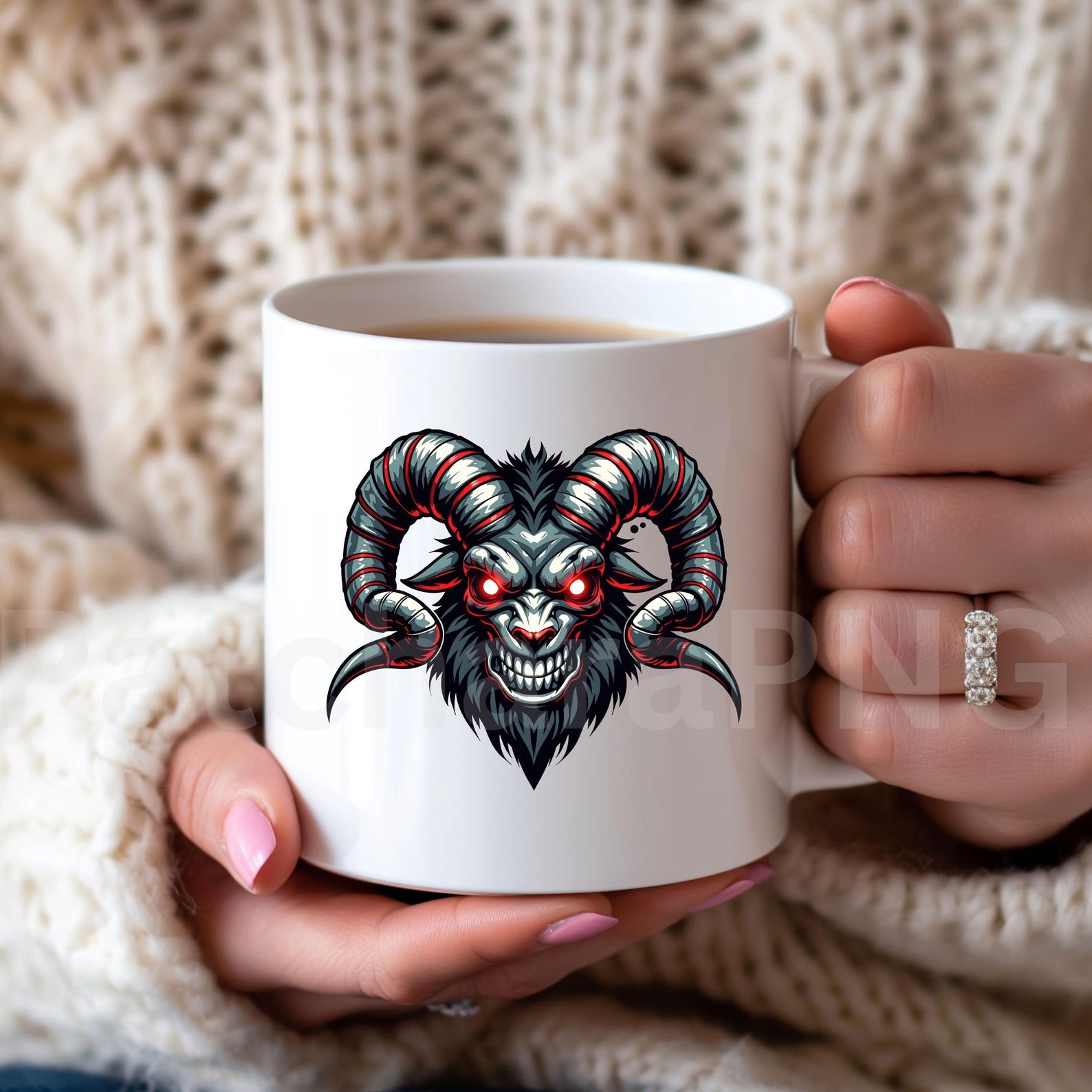 Evil Ram Skull PNG | Demon Goat Horned Clipart | Gothic Tattoo Style ...