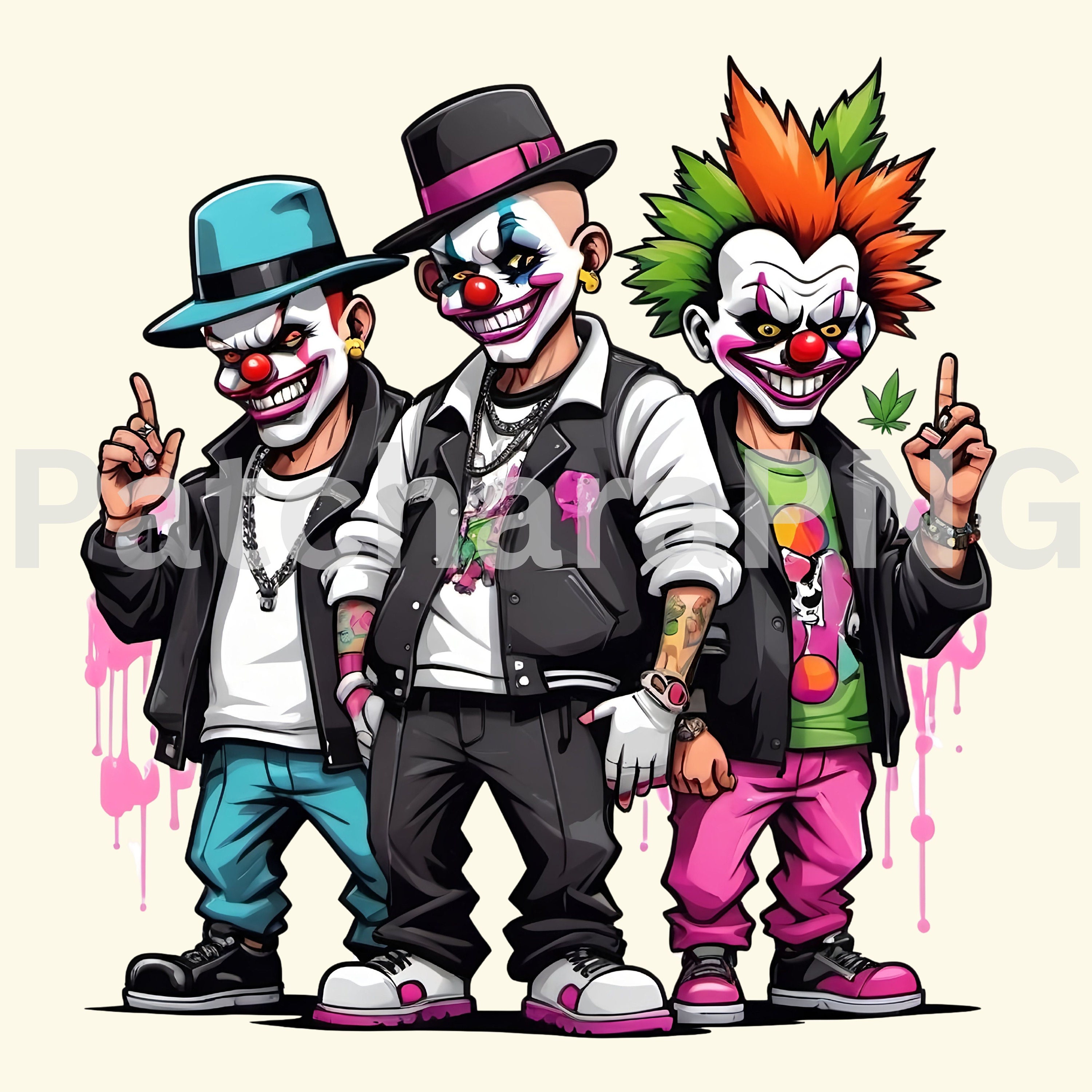 Clown Cyberpunk Gangster Cartoon, Graffiti Art Print, , Weed, Spray ...