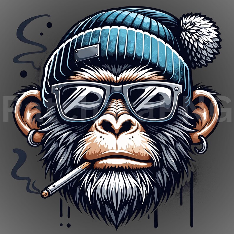 Gangster Monkey PNG – Smoking Graffiti Chimp With Beanie & Shades for ...