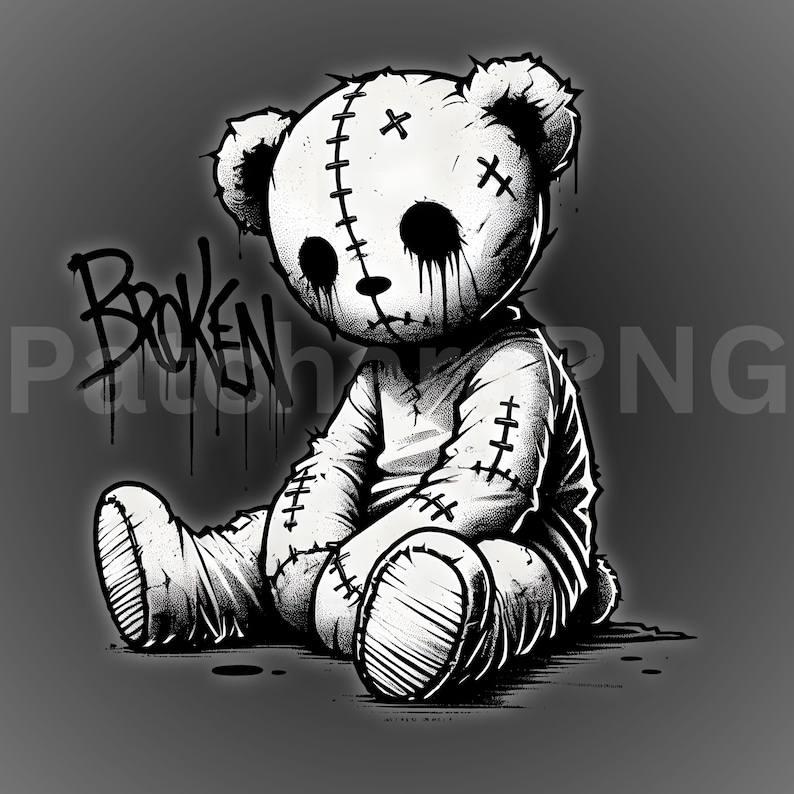 Horror PNG , Broken Teddy Bear | Creepy Sad Plush Clipart | Emo Grunge ...