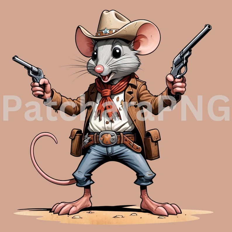 Cowboy Mouse Clipart PNG | Cute Western Mouse Art | Cartoon Mouse ...