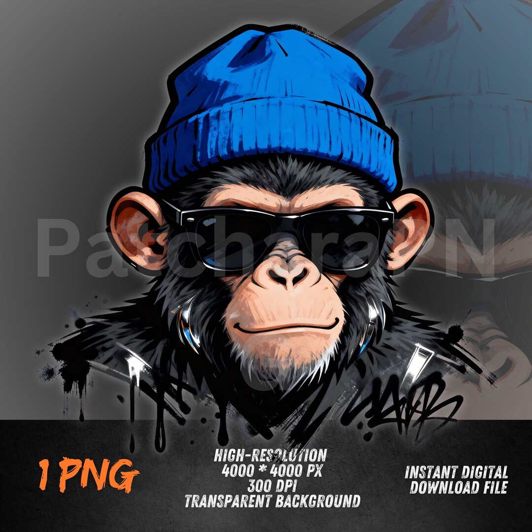 Cool Monkey PNG – Hip Hop Graffiti Chimp With Shades & Beanie for ...