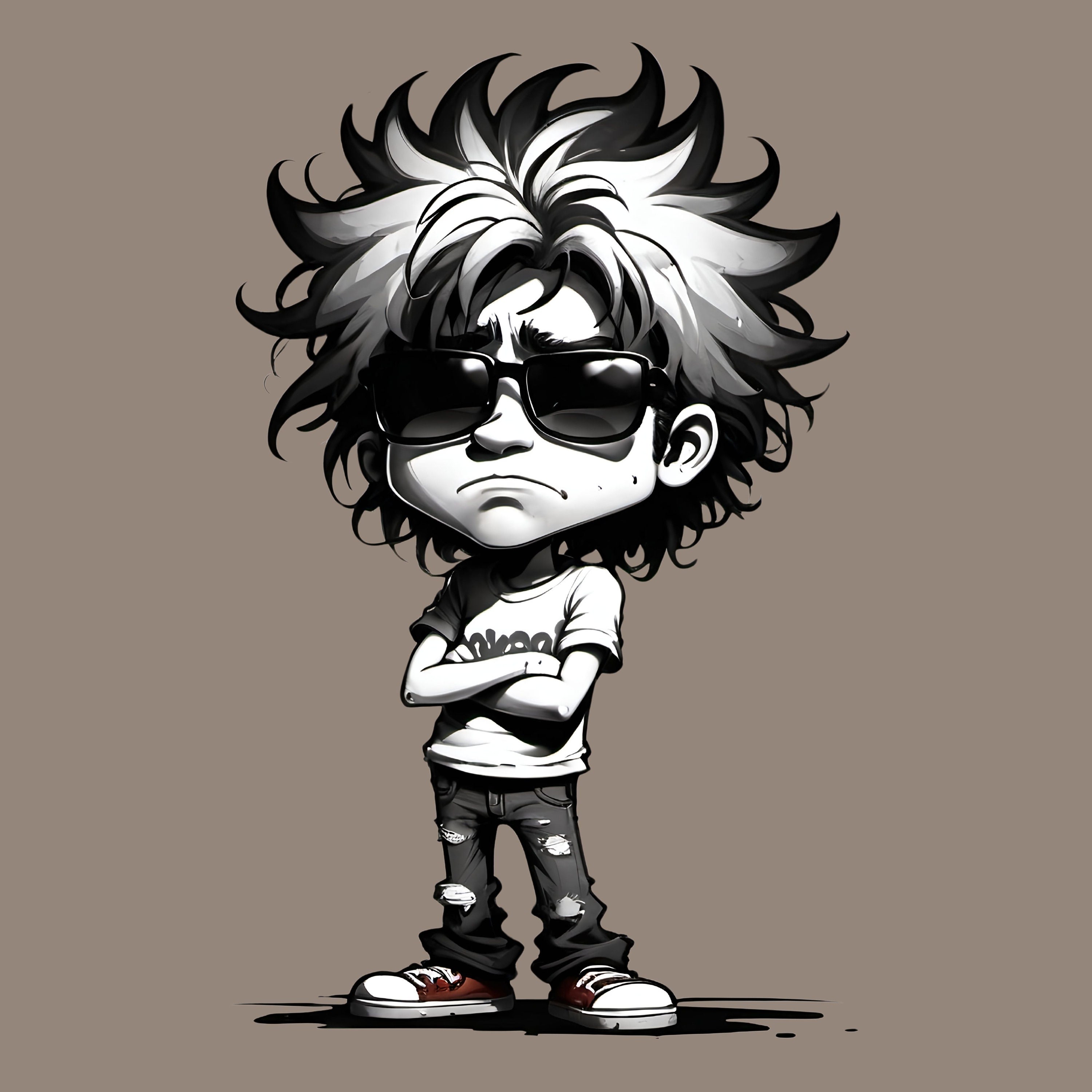 Cute Cartoon Character With Messy Hair PNG | Funny Digital Clipart for ...