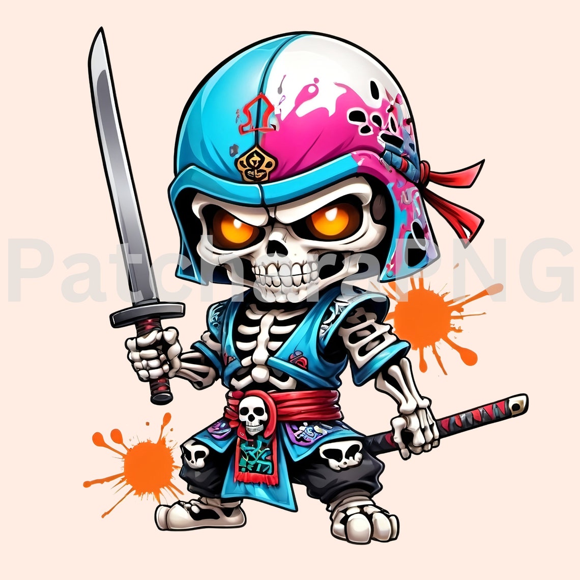 Skeleton Samurai PNG | Warrior T-shirt Sticker, Instant Digital File ...