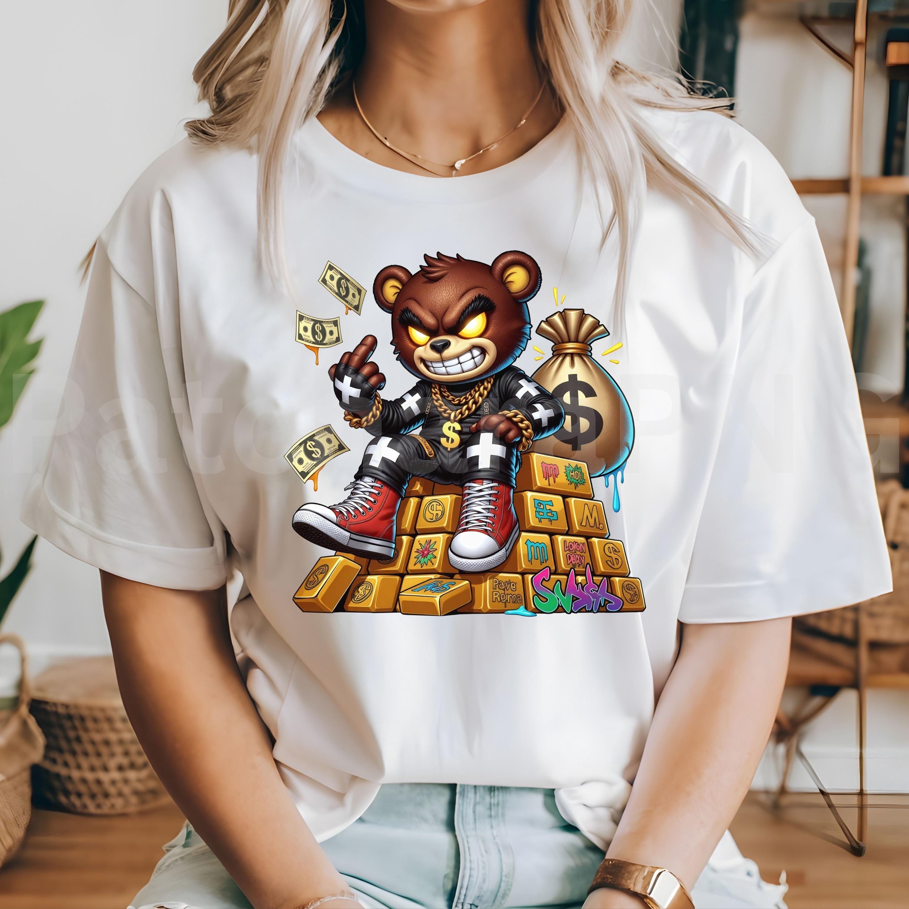 Gangster Bear PNG, Hip Hop Gold Stack Mascot Clipart, Streetwear Money ...