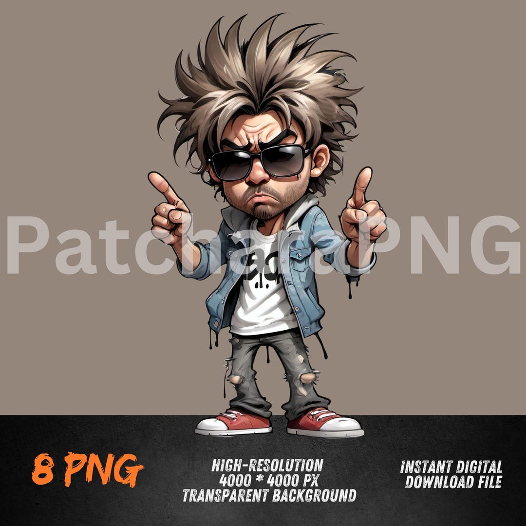 Cute Cartoon Character With Messy Hair PNG | Funny Digital Clipart for ...