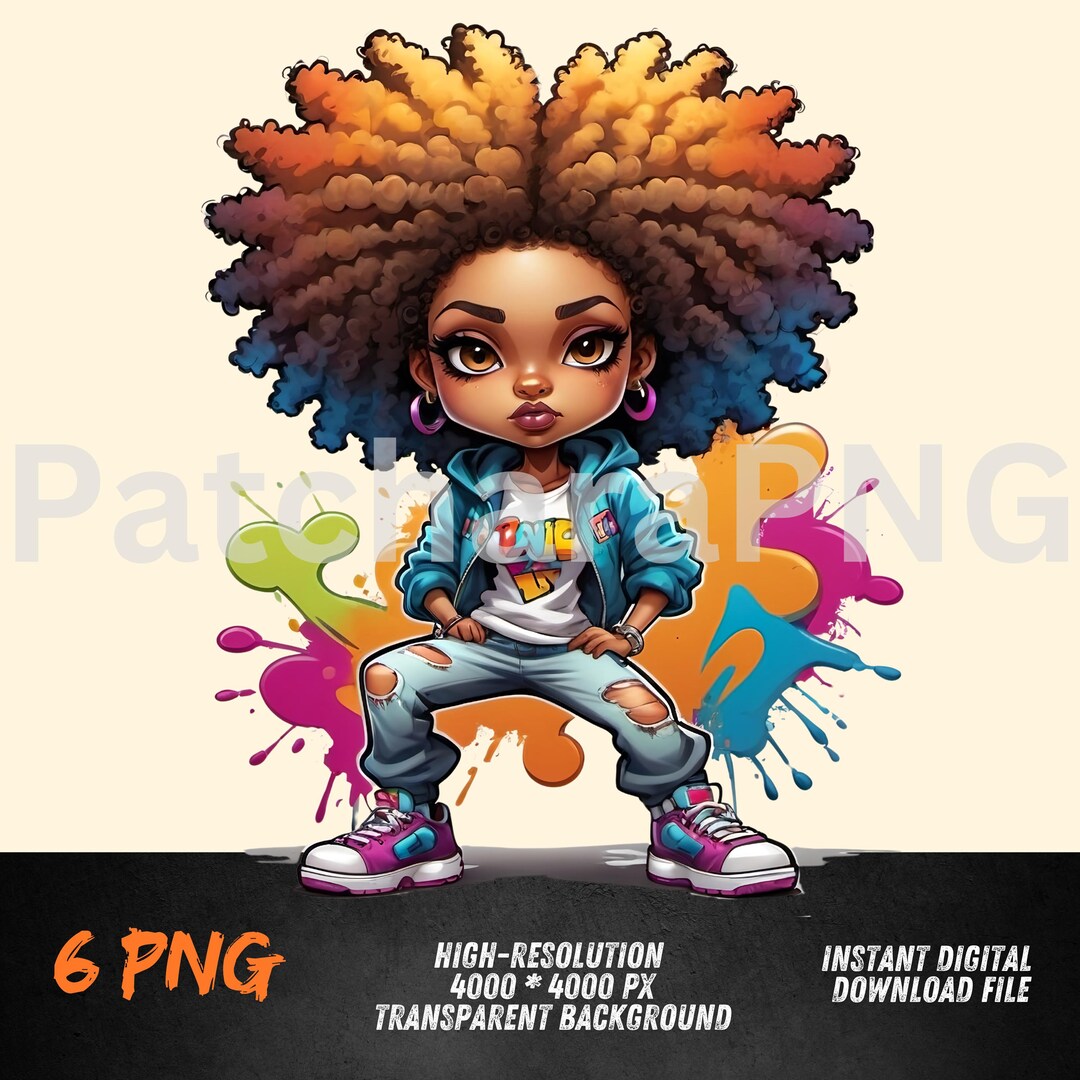 Graffiti Afro Hair Girl Clipart Digital Download Hip Hop Girl Art ...