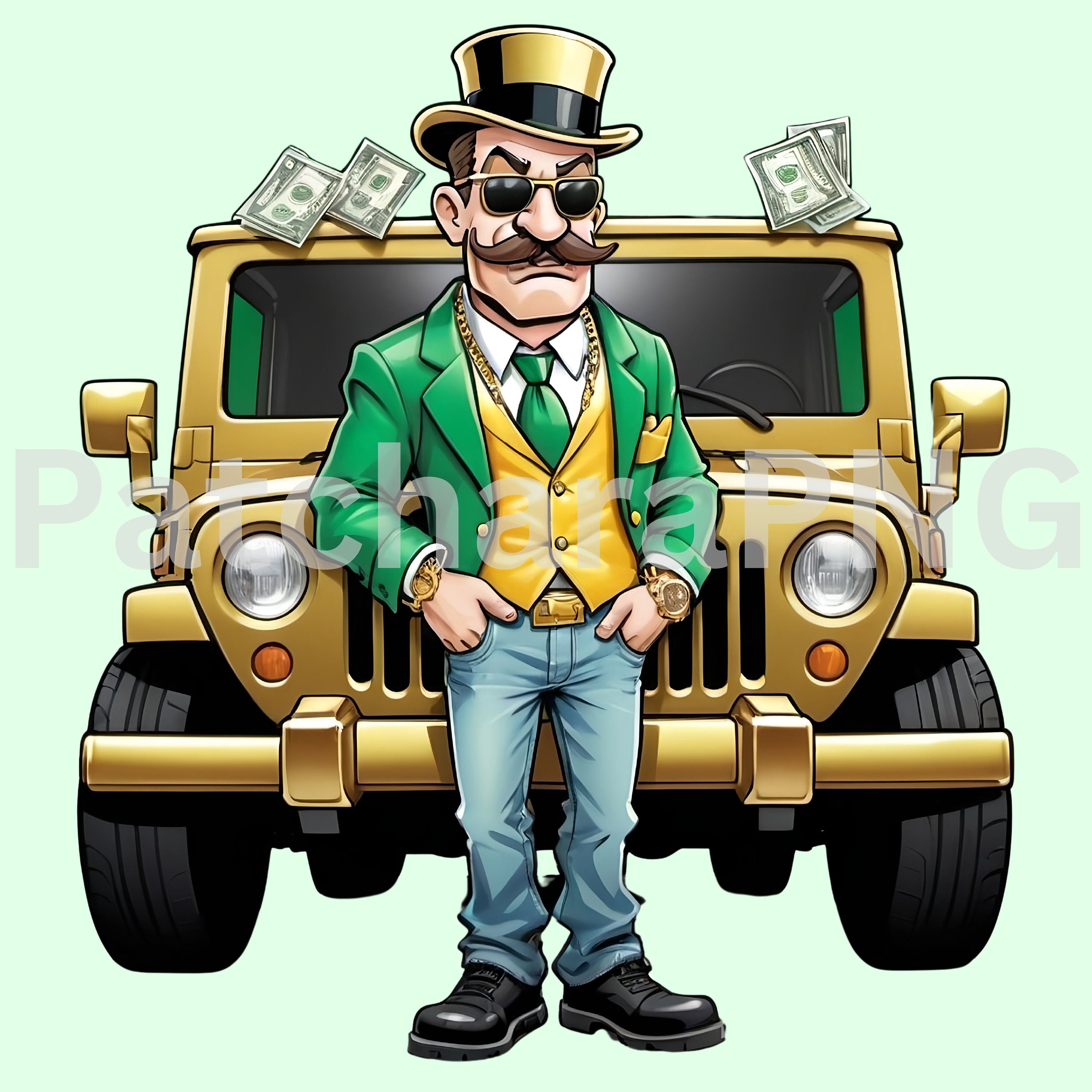 Mogul Monopoly With Jeep Cartoon Clipart Jeep Graffiti Art Colorful ...