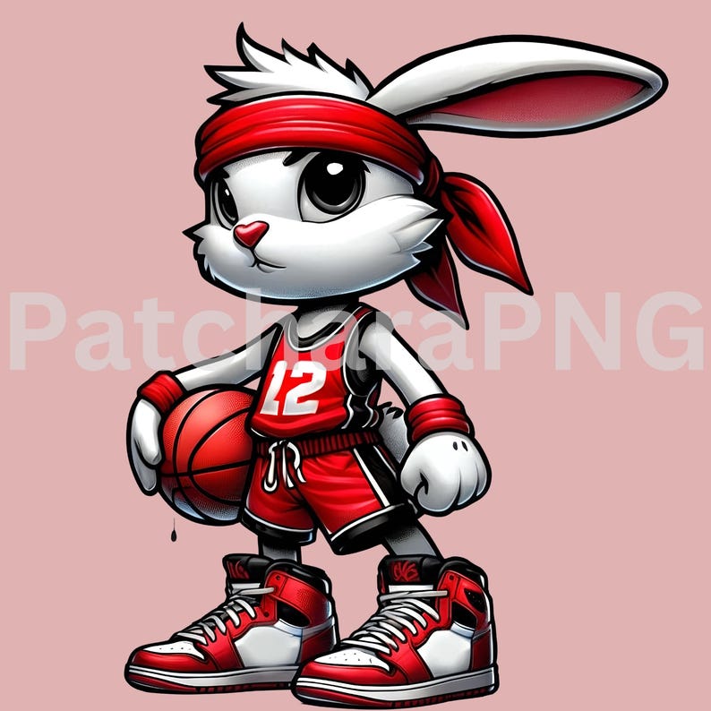 Basketball Bunny PNG | Bunny Clipart in Sneakers and Jersey With Ball ...