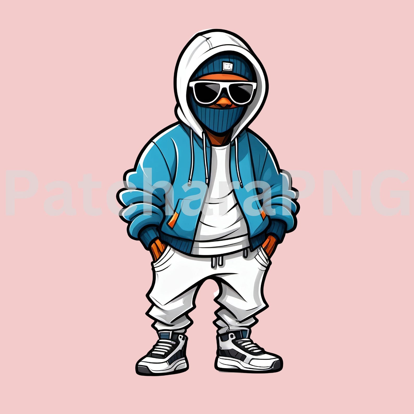 Hip-hop Ski Mask Character PNG Cool Cartoon Streetwear Graphic Urban ...