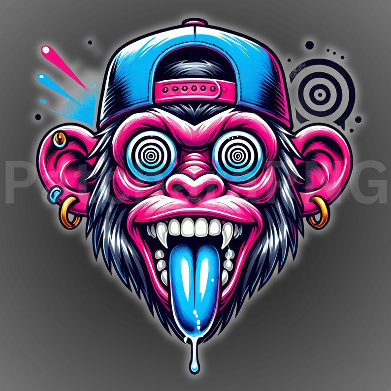 Trippy Monkey PNG | Hypnotic Face Clipart | Psychedelic Animal Art for ...