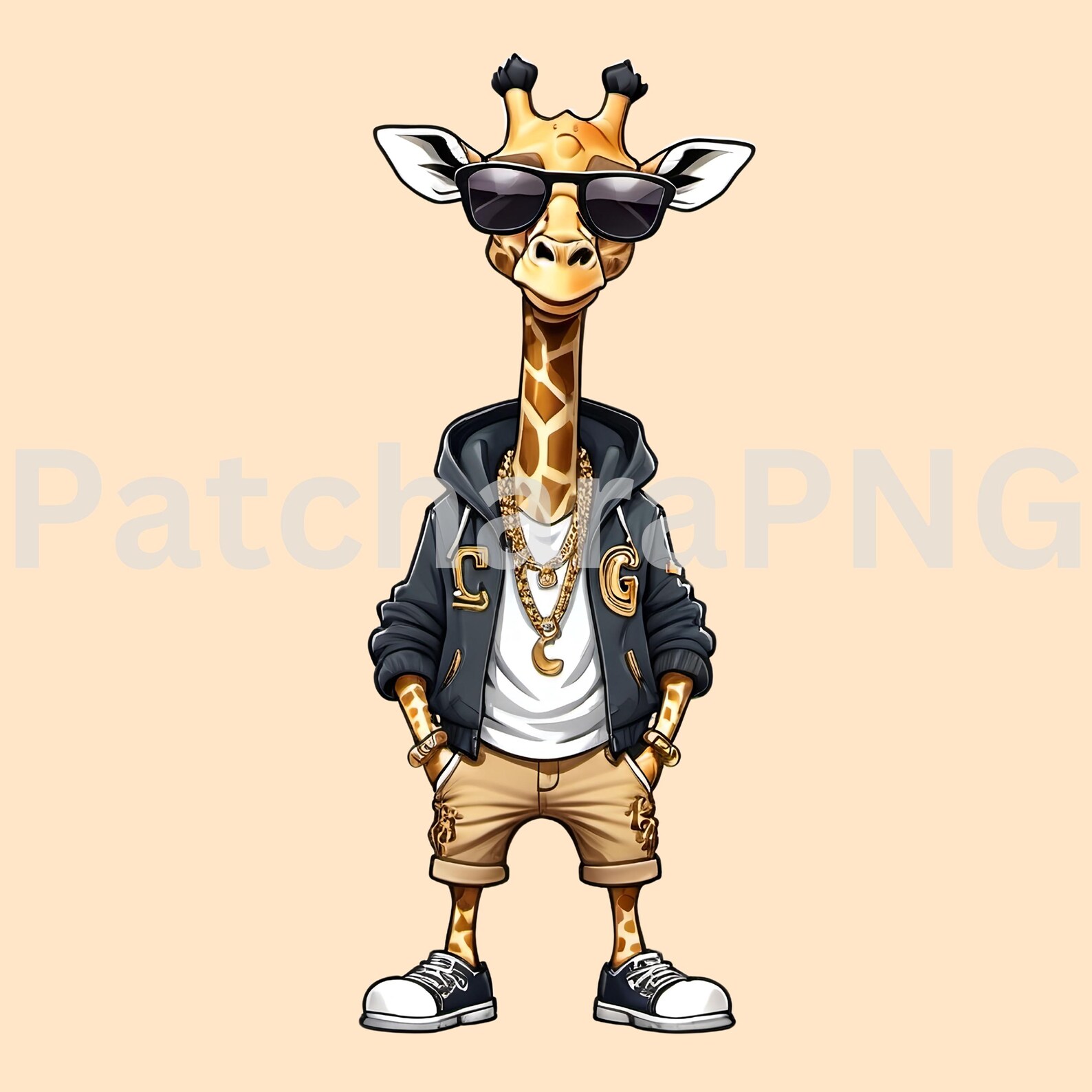 Hip-hop Giraffe Graffiti Art - Cool Cartoon Giraffe With Gold Chains ...