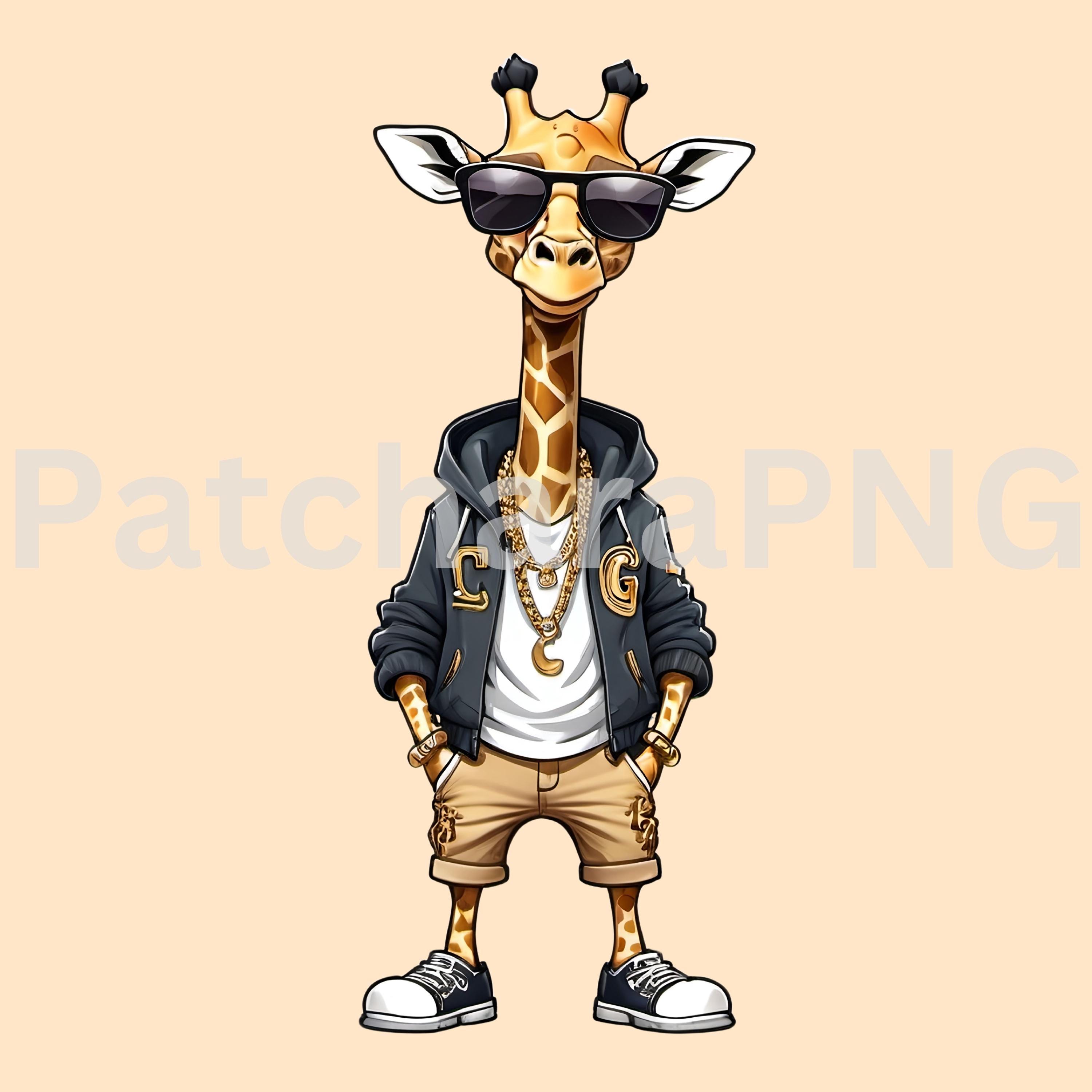Hip-hop Giraffe Graffiti Art Cool Cartoon Giraffe With Gold Chains and ...