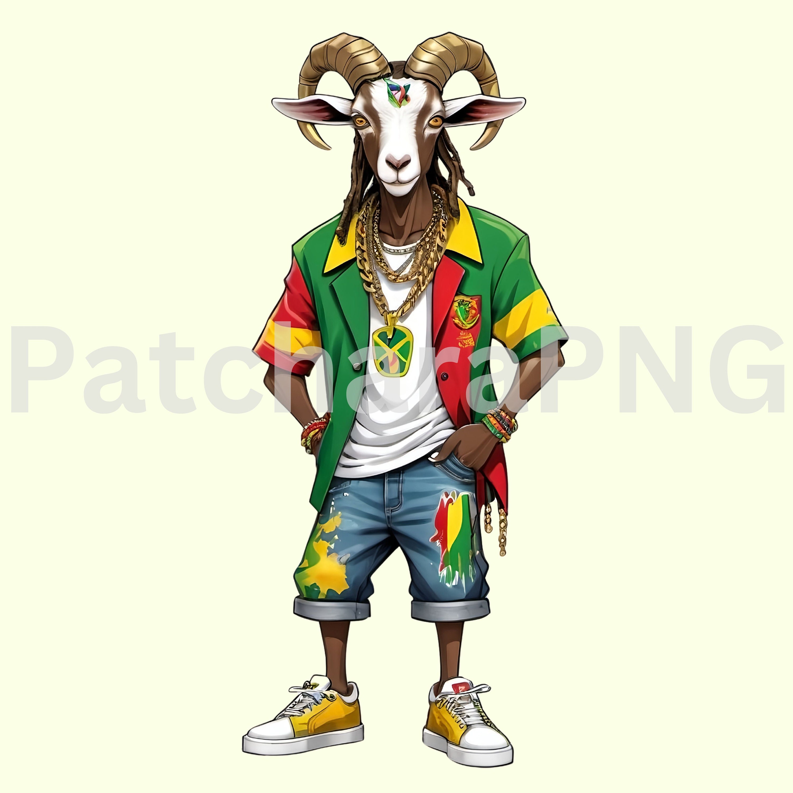 Rasta Goat Cartoon Graffiti Art Vibrant Jamaican Hip-hop Goat Character ...