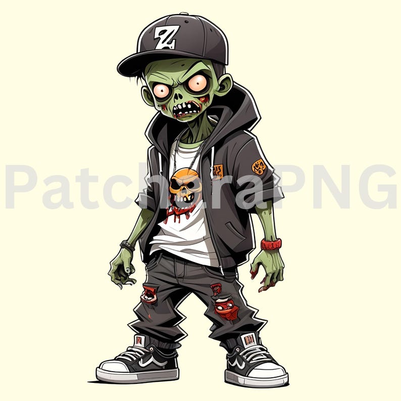 Cool Zombie Gangster Cartoon in Hip-hop Streetwear | Graffiti-style ...