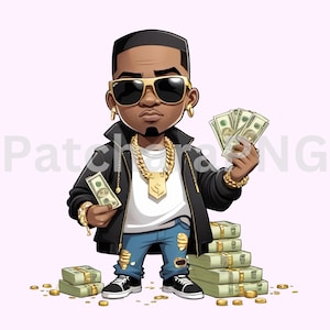 Hip-hop Cartoon PNG Rapper Character Clipart Gold Chain, Sunglasses ...