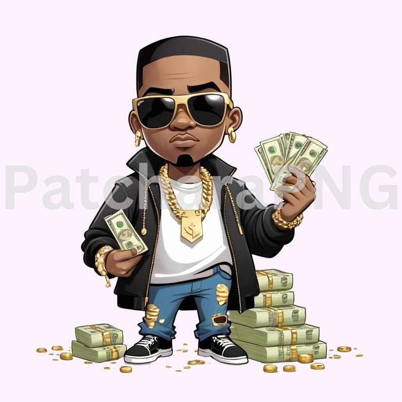 Gangsta Money Man PNG | Hip-hop Streetwear Clipart | DTF, Sublimation ...