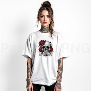 No Mercy Skull PNG | Rose Skull Clipart for Sublimation | Gothic Skull ...