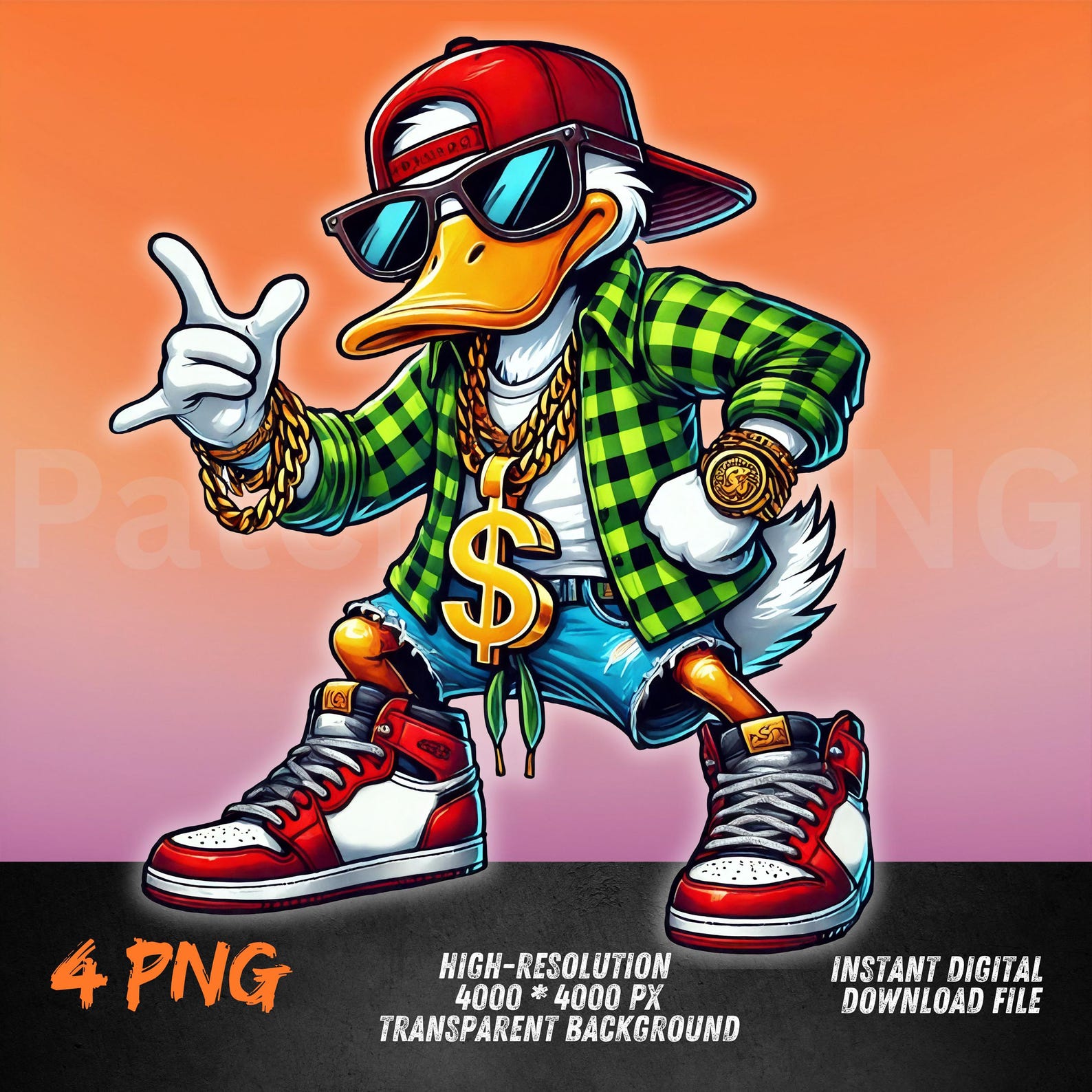 Cool Rapper Duck PNG | Hip-hop Duck Cartoon Character | Streetwear ...