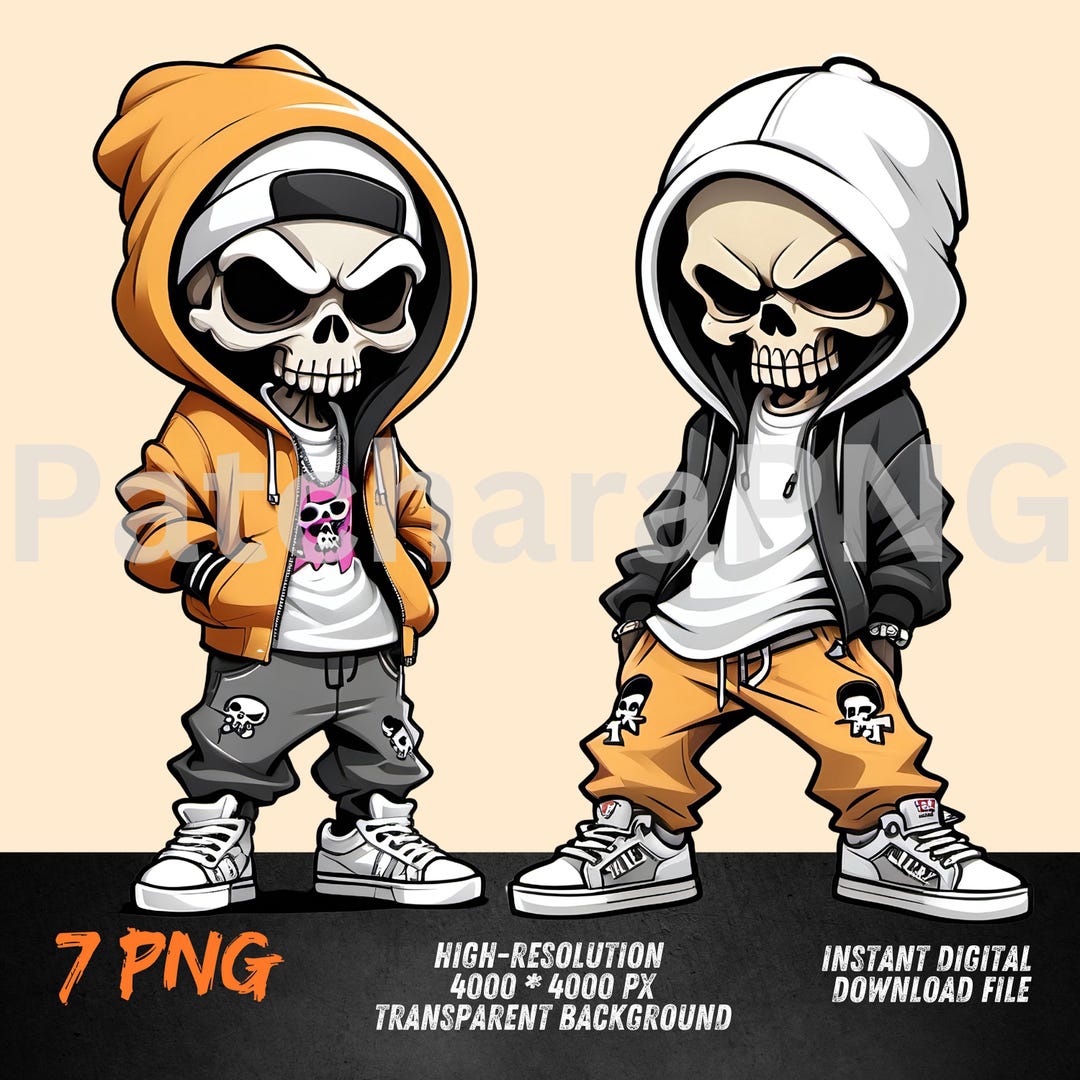 Cool Skull Cartoon Character in Hip-hop Streetwear | Graffiti-style ...