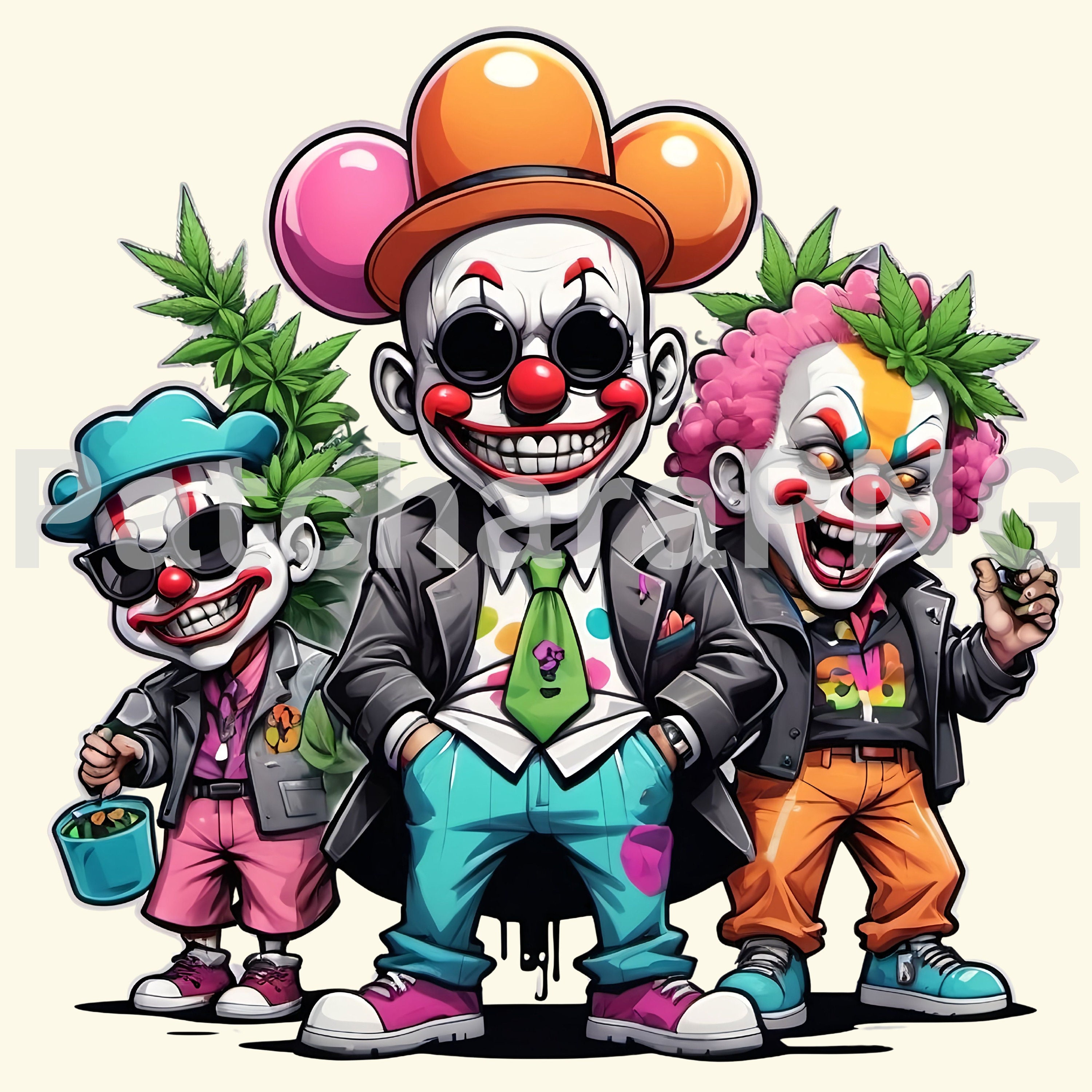 Clown Cyberpunk Gangster Cartoon, Graffiti Art Print, , Weed, Spray ...