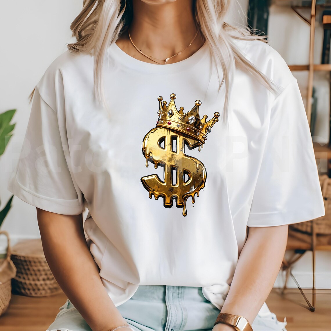 Gold Dollar Sign PNG With Crown | Graffiti Hip Hop Money Symbol for DTF ...