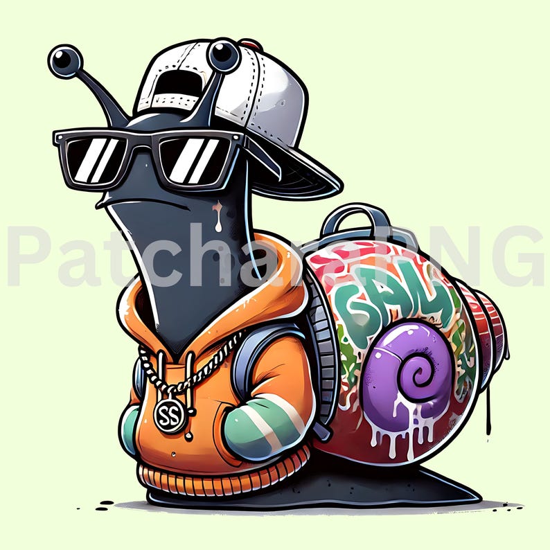 Graffiti Snail PNG | Cartoon Snail Clipart With Gold Chain and Cap ...