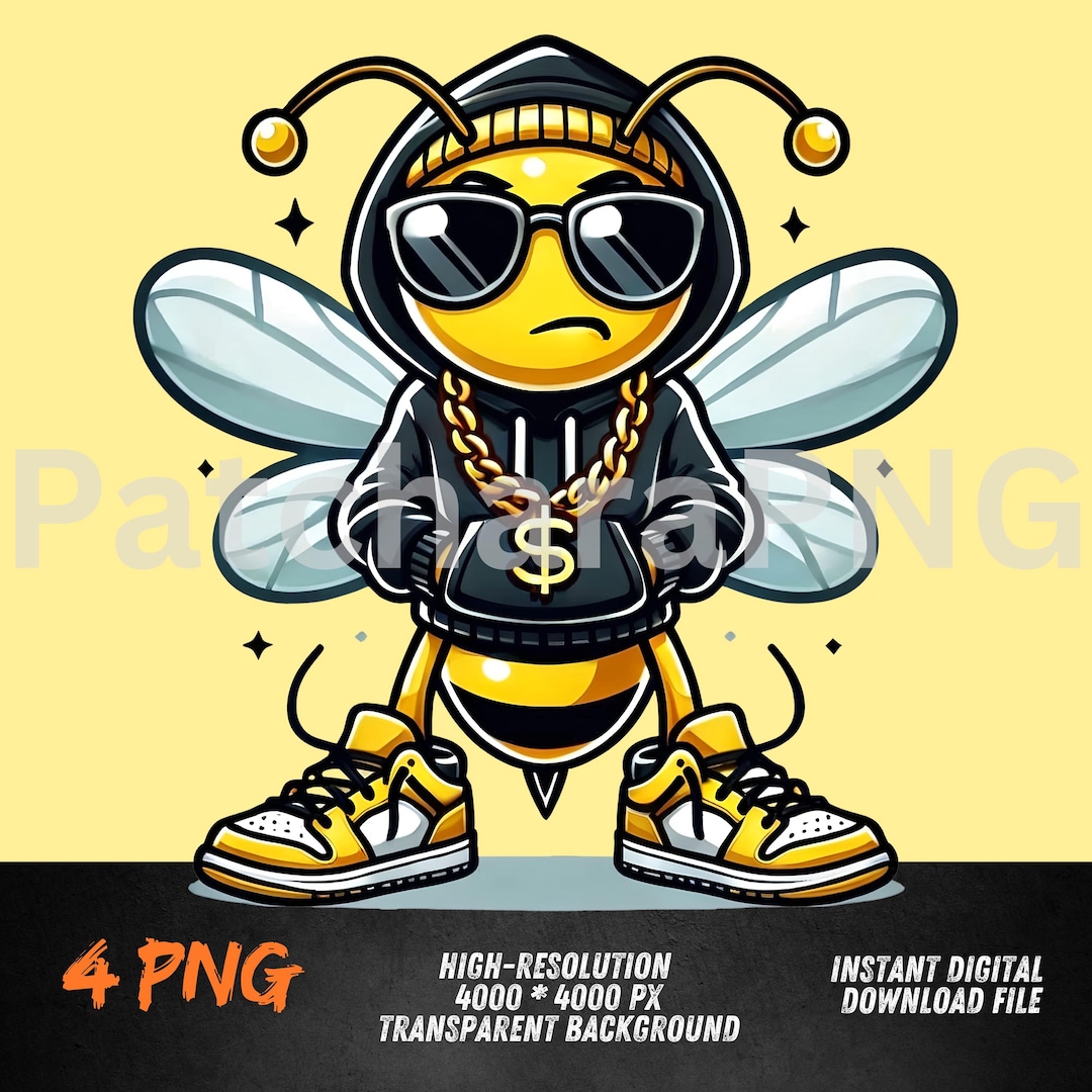Cool Hip-hop Bee Graffiti Clipart Urban Streetwear Cartoon Bee PNG ...