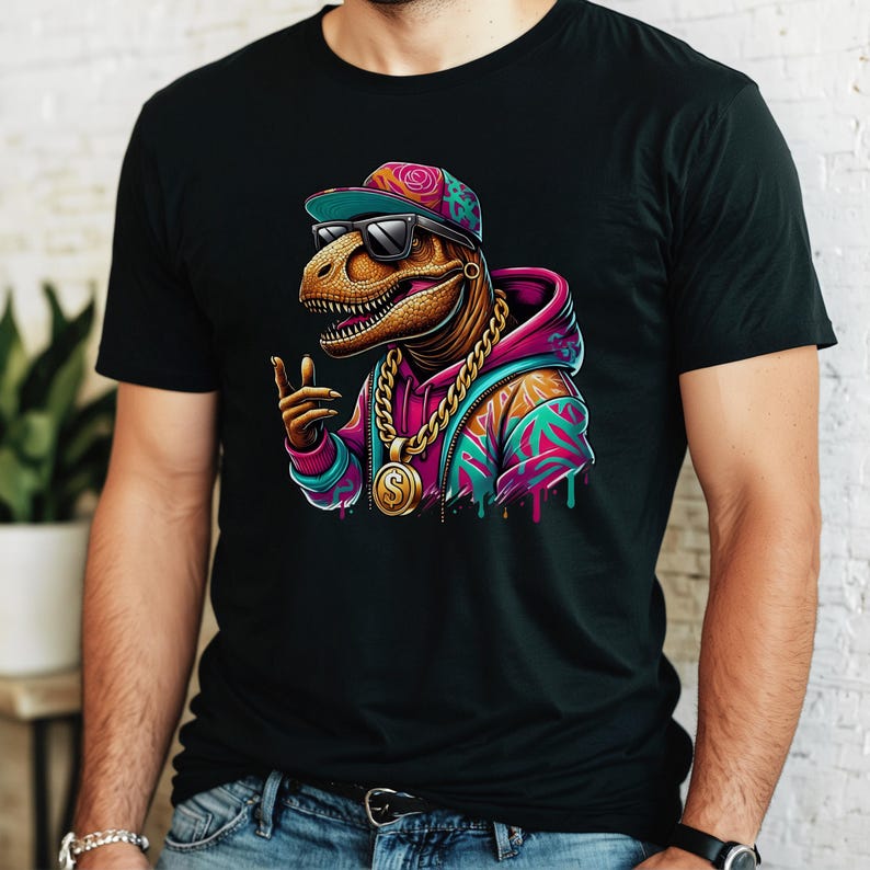 Swag T-rex PNG | Gangster Dinosaur Clipart in Hoodie and Gold Chain ...