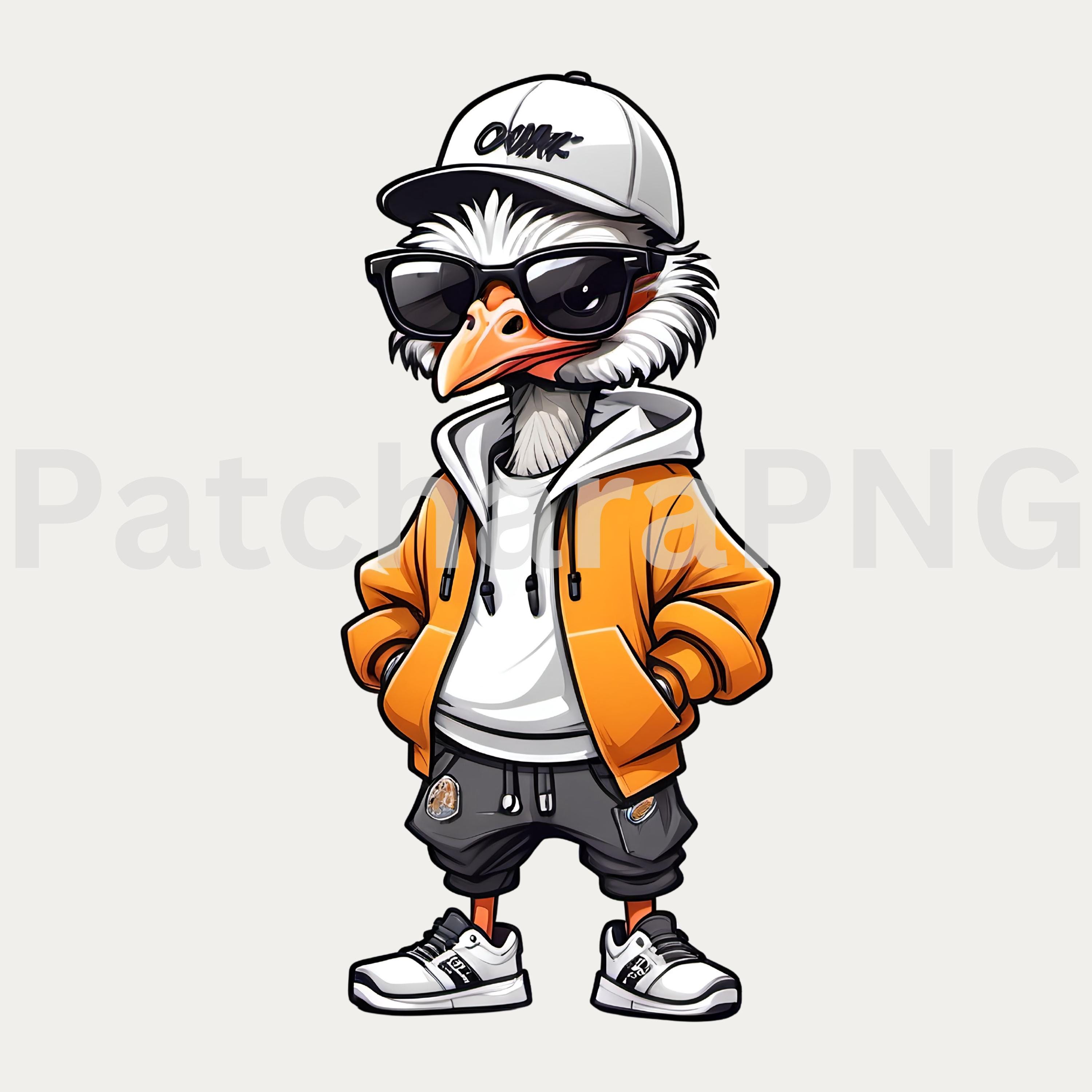 Hip Hop Ostrich PNG | Cool Ostrich Twins Clipart in Hoodies | Urban ...