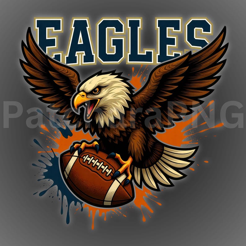 Eagles Football Mascot PNG | Fierce Eagle With Ball Clipart | School ...