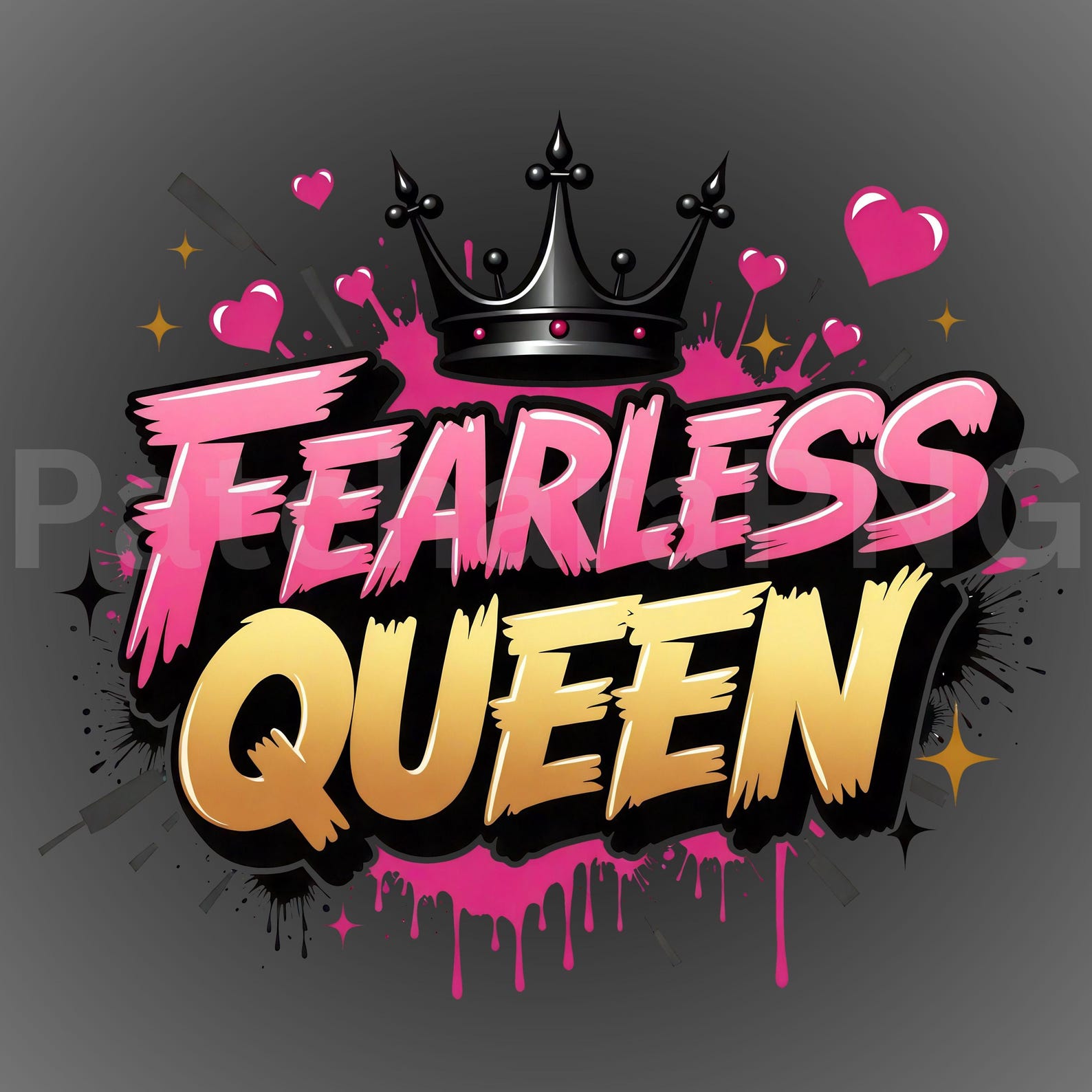 Fearless Queen PNG | Crowned Graffiti Quote Clipart | Empowerment Girl ...
