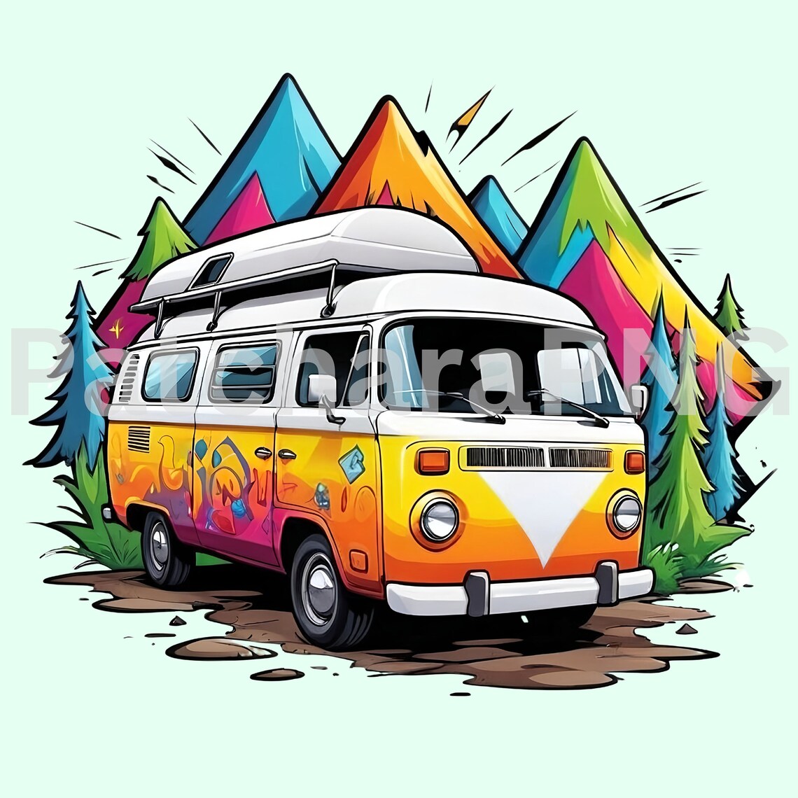Van Campping Graffiti,adventure Van Graffiti,hip-hop Camper Art,urban ...