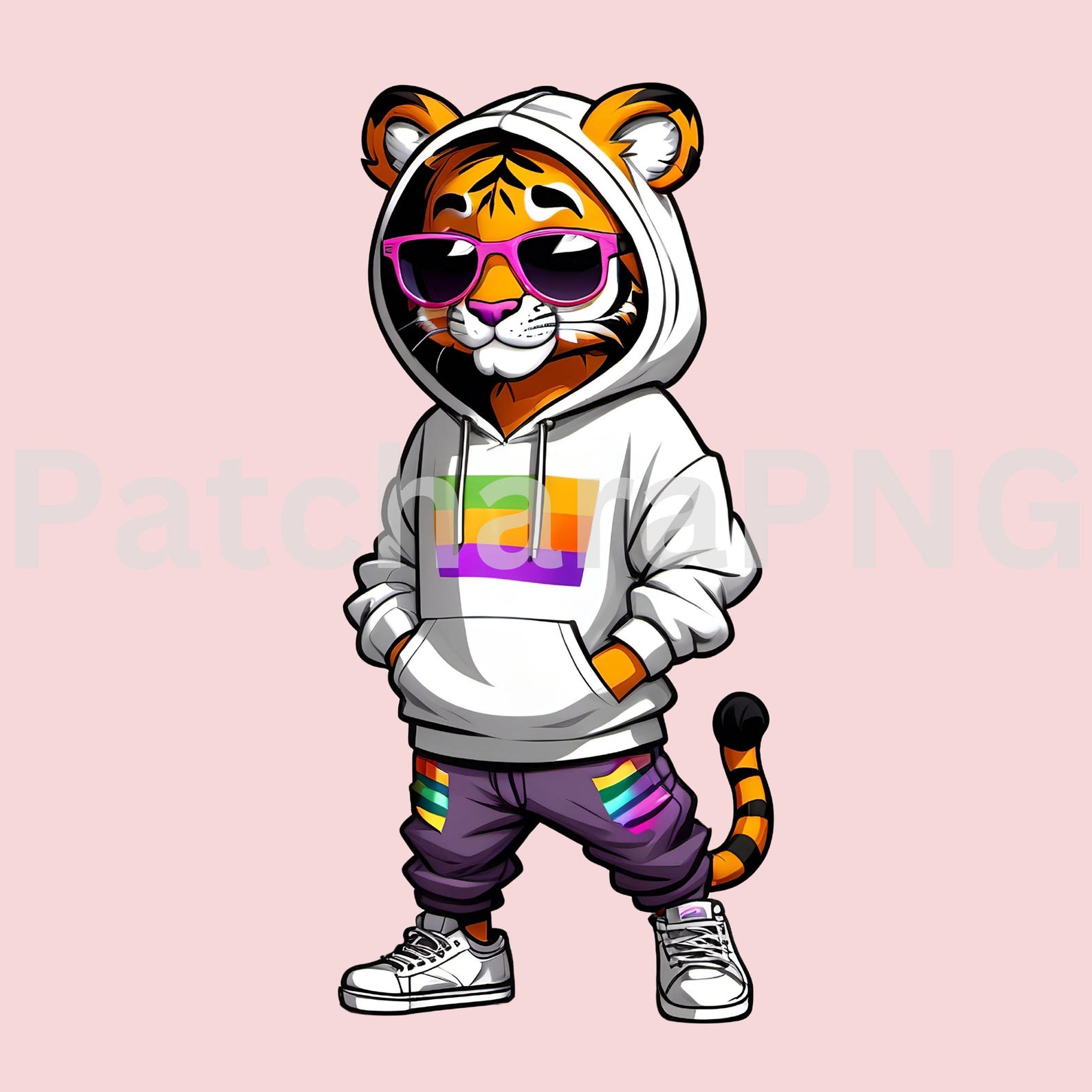 Swag Tiger PNG | Cool Tiger Clipart in Streetwear Hoodie and Shades ...