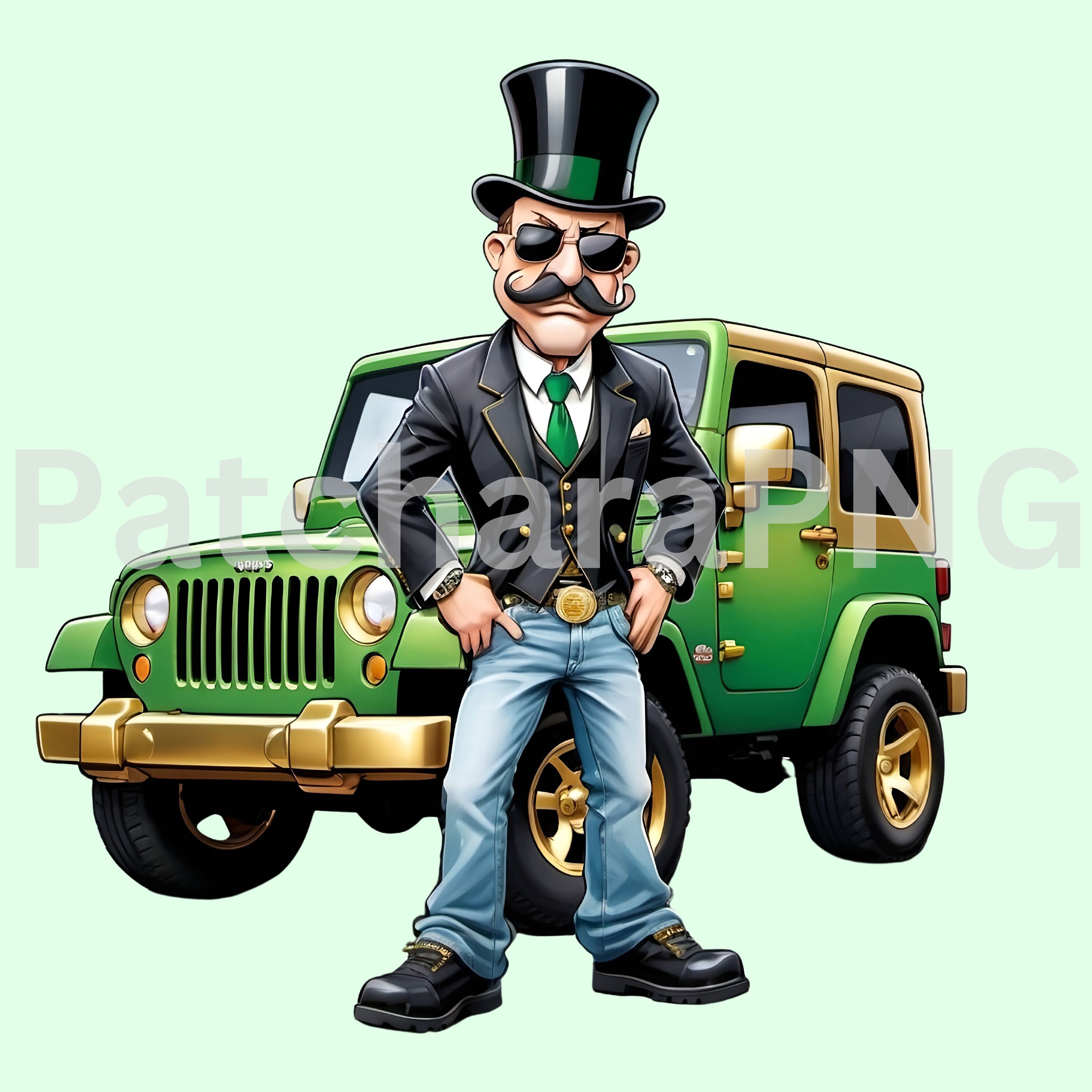 Mogul Monopoly With Jeep Cartoon Clipart Jeep Graffiti Art Colorful ...